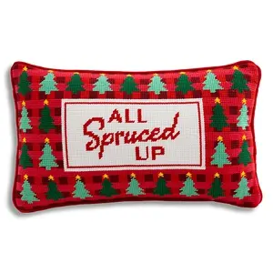 FURBISH All Spruced Up Needlepoint Pillow - Red