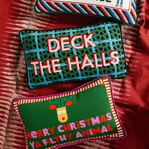 FURBISH Merry Christmas Ya Filthy Animal Needlepoint Pillow