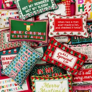 FURBISH Merry Christmas Ya Filthy Animal Needlepoint Pillow