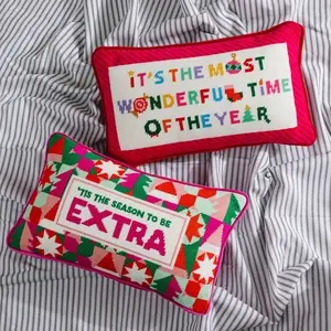 FURBISH The Most Wonderful Time Needlepoint Pillow