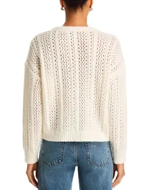 Aqua Open Stitch Cable Knit Crewneck Sweater