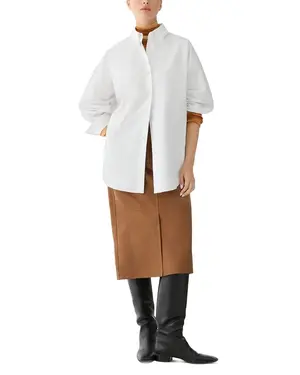 Lafayette 148 New York Oversized Rounded Sleeve Cotton Shirt