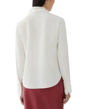 Lafayette 148 New York Cowl Neck Silk Stretch Scarf Blouse