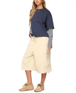 EDIKTED Nacie Layered Stripey Long Sleeve T Shirt