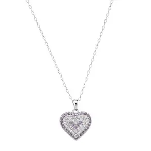 KYLIE HARPER Pave Amethyst Cz Heart Pendant In Sterling - Silver