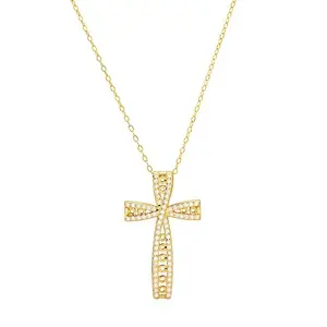 KYLIE HARPER Art Deco Diamond Cz Cross Pendant - Gold
