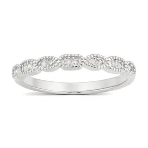 KYLIE HARPER Vintage Milgrain-finish Diamond Band Ring In Sterling - Silver