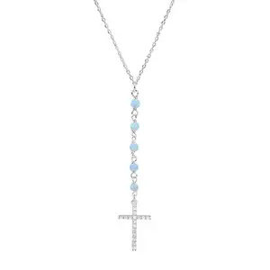 KYLIE HARPER Opal Cross Y Necklace In Sterling - Silver