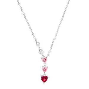 KYLIE HARPER Pink Ombre Graduating Heart Y Necklace In Sterling - Silver