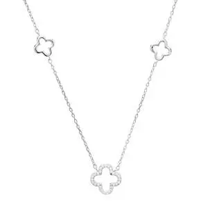KYLIE HARPER Diamond Cz Clover Station Necklace In Sterling - Silver