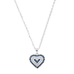 KYLIE HARPER Pave Sapphire Cz Heart Pendant In Sterling - Silver