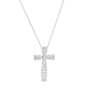 KYLIE HARPER Art Deco Diamond Cz Cross Pendant In Sterling - Silver