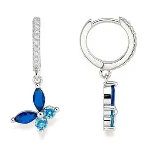 KYLIE HARPER Dangling Ombre Butterfly Hoop Earrings In Sterling Silver - Blue