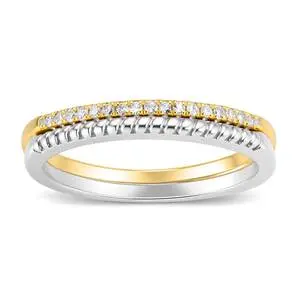 KYLIE HARPER Diamond Two-tone Stackable Ring Set In Sterling 1/10 Tdw - Silver