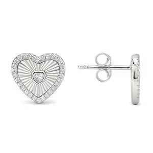 KYLIE HARPER Fluted Heart Halo Stud Earrings In Sterling - Silver