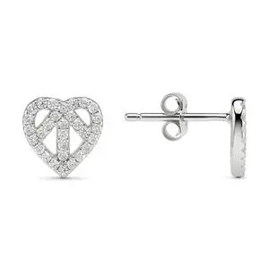 KYLIE HARPER Heart 'peace' Diamond Cz Stud Earrings In Sterling - Silver