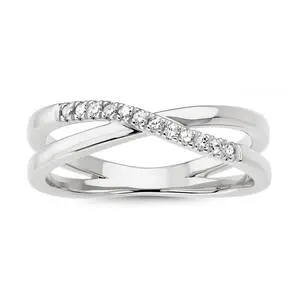 KYLIE HARPER Petite Diamond Crossover 'x' Ring In Sterling 1/8 Tdw - Silver