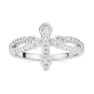 KYLIE HARPER Vintage Diamond Cross Ring In Sterling 1/4 Tdw - Silver