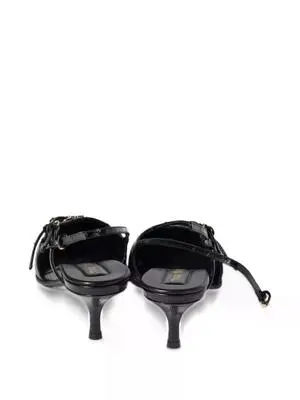 Miu Miu Crocodile Embossed Calfskin Slingback Pumps - Black