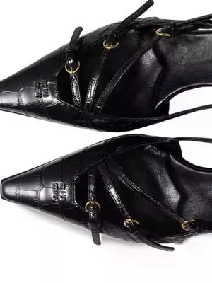 Miu Miu Crocodile Embossed Calfskin Slingback Pumps