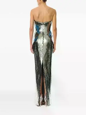 Monique Lhuillier Sequin-embellished 3d Floral-appliqué Maxi Dress