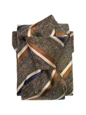 ELIZABETTA Velletri Striped Silk Tie - Brown