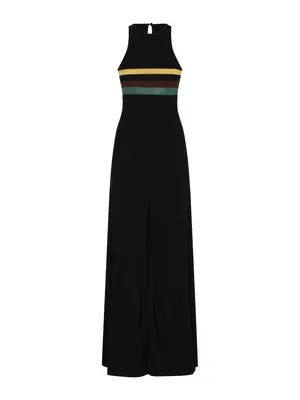 Saint Laurent Robe Longue Fendu Tr - Black