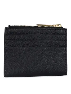 Thom Browne Zip Top Card Holder In Soft Pebble Grain Leather