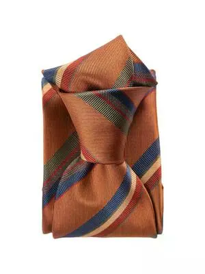 ELIZABETTA Battisti Striped Silk Tie - Orange