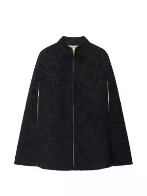 Shanghai Tang Jacquard Frog-fastening Cape - Black