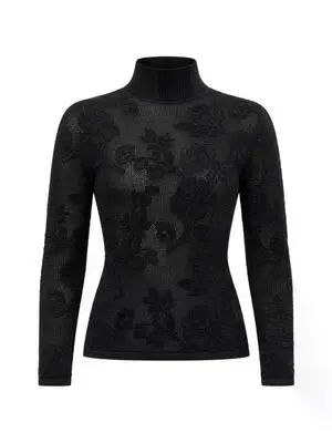 Elie Saab Floral-jacquard Knit Top - Black
