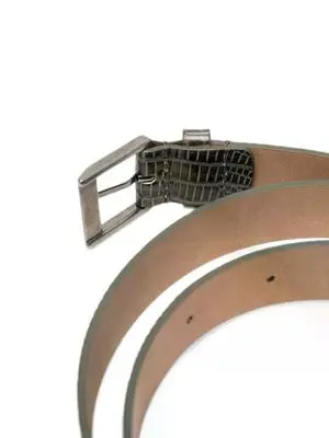 Iceberg Crocodile-effect Leather Belt - Grey
