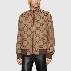 Gucci Jumbo Gg Canvas Jacket 'beige Ebony