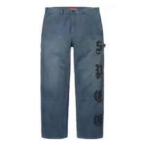 Supreme Fw26 Leather Appliqué Double Knee Painter Pant - Navy