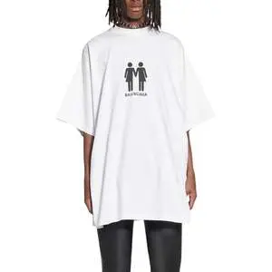 Balenciaga Pride 22 Oversized Cotton T-shirt 'white Black