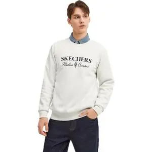 Sketchers Diamond Series Letter Printed Crew Sweater 'white Black