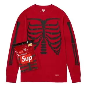 Supreme X Hanes Bones Thermal Crew - Red