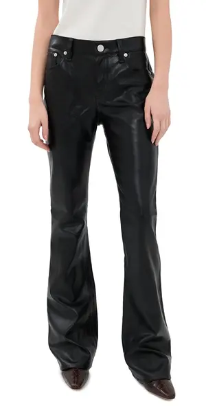 Rag & Bone Kinsley Faux Leather Low-rise Full Length Bootcut Pants - Black