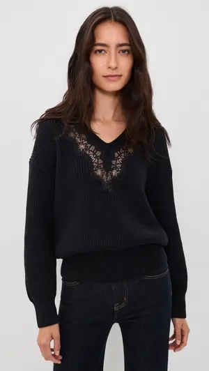 PISTOLA Chiara V Neck Lace Sweater