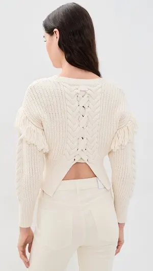 L'AGENCE Ottavia Lace Back Cable Pullover