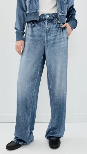 Rag & Bone Miramar Velvet Wide Leg Pull On Sweatpants