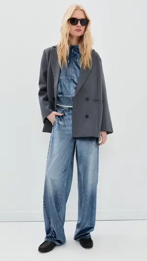 Rag & Bone Miramar Velvet Wide Leg Pull On Sweatpants
