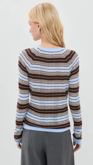 Rag & Bone Teresa Silk Blend Stripe Crew Pullover