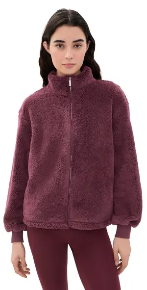 Sweaty Betty Canyon Fleece Zip Up Parka - Malbec Red