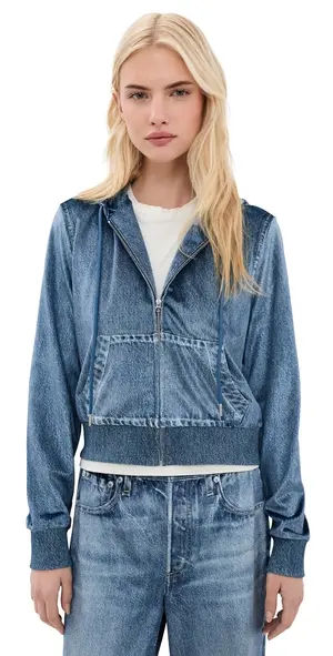 Rag & Bone Miramar Velvet Zip Up Hoodie - Sutton