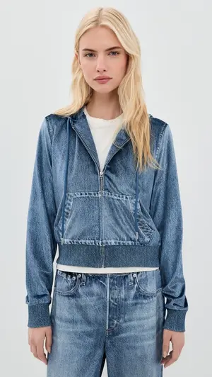 Rag & Bone Miramar Velvet Zip Up Hoodie