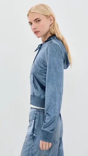 Rag & Bone Miramar Velvet Zip Up Hoodie