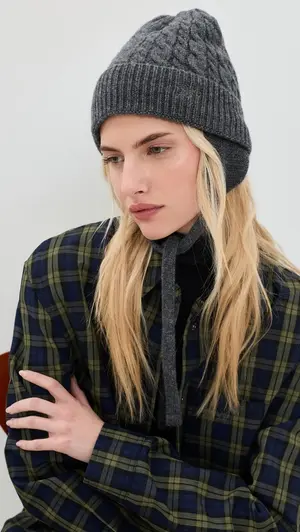 DAMSON MADDER Turn Up Tie Cashmere Mix Beanie