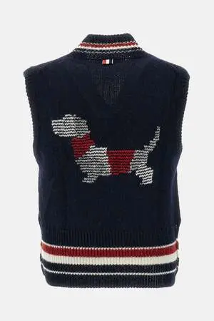 Thom Browne Hector Patchwork Jersey Intarsia V Neck Pullover Vest