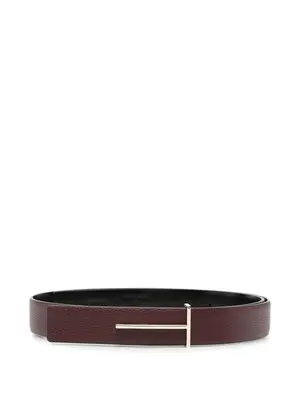 TOM FORD Slim Grained And Brushed Leather T Belt